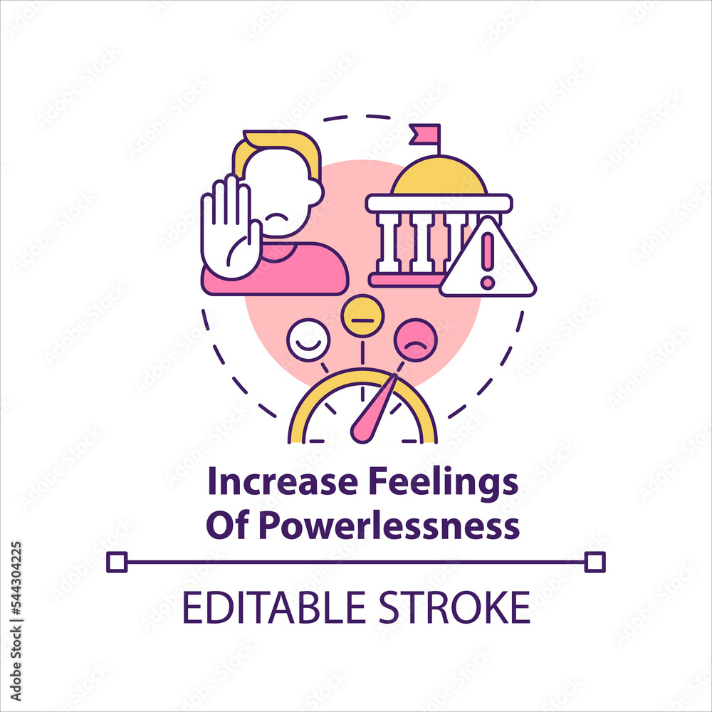 Increase feelings of powerlessness concept icon. Ineffective ...