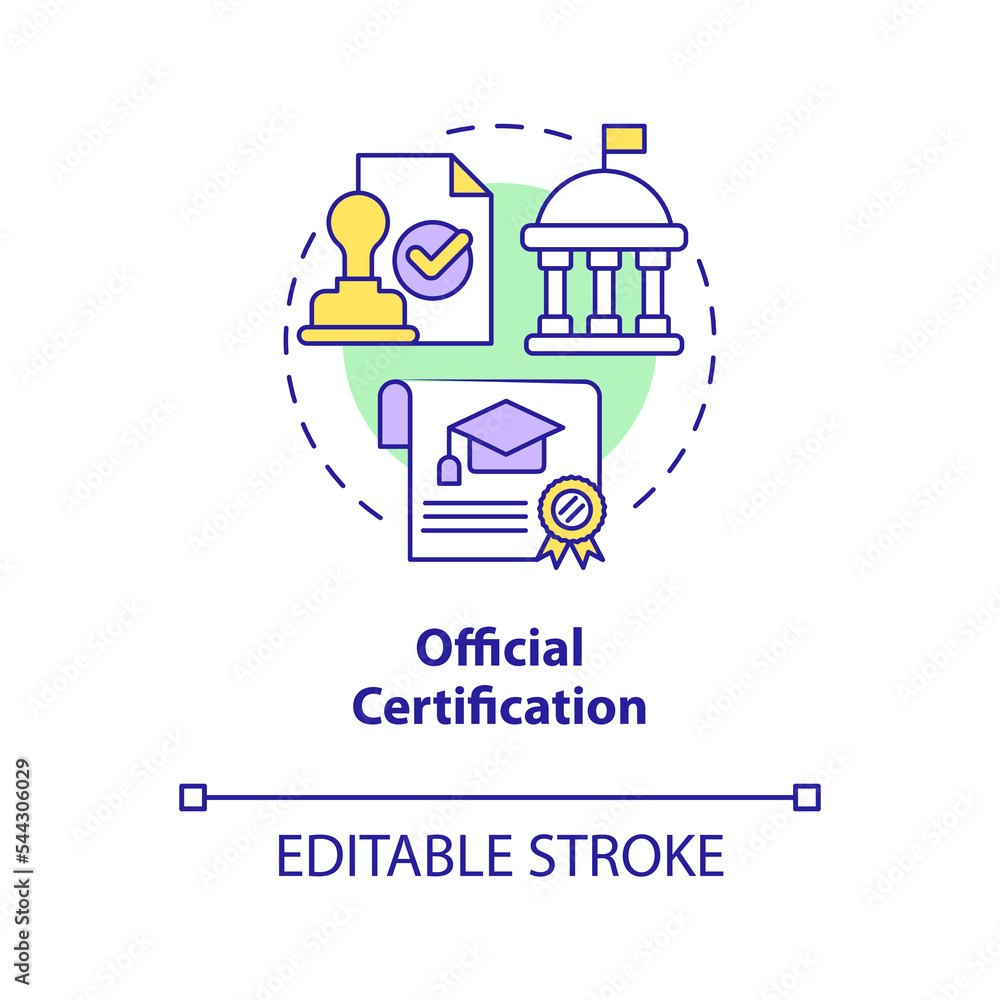 Official certification concept icon. Advantage of formal education ...
