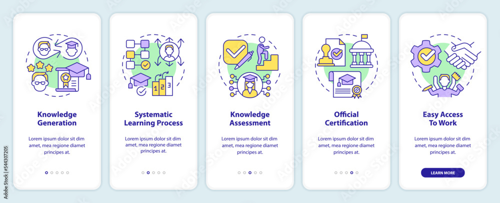Advantages of formal education onboarding mobile app screen. Learning ...