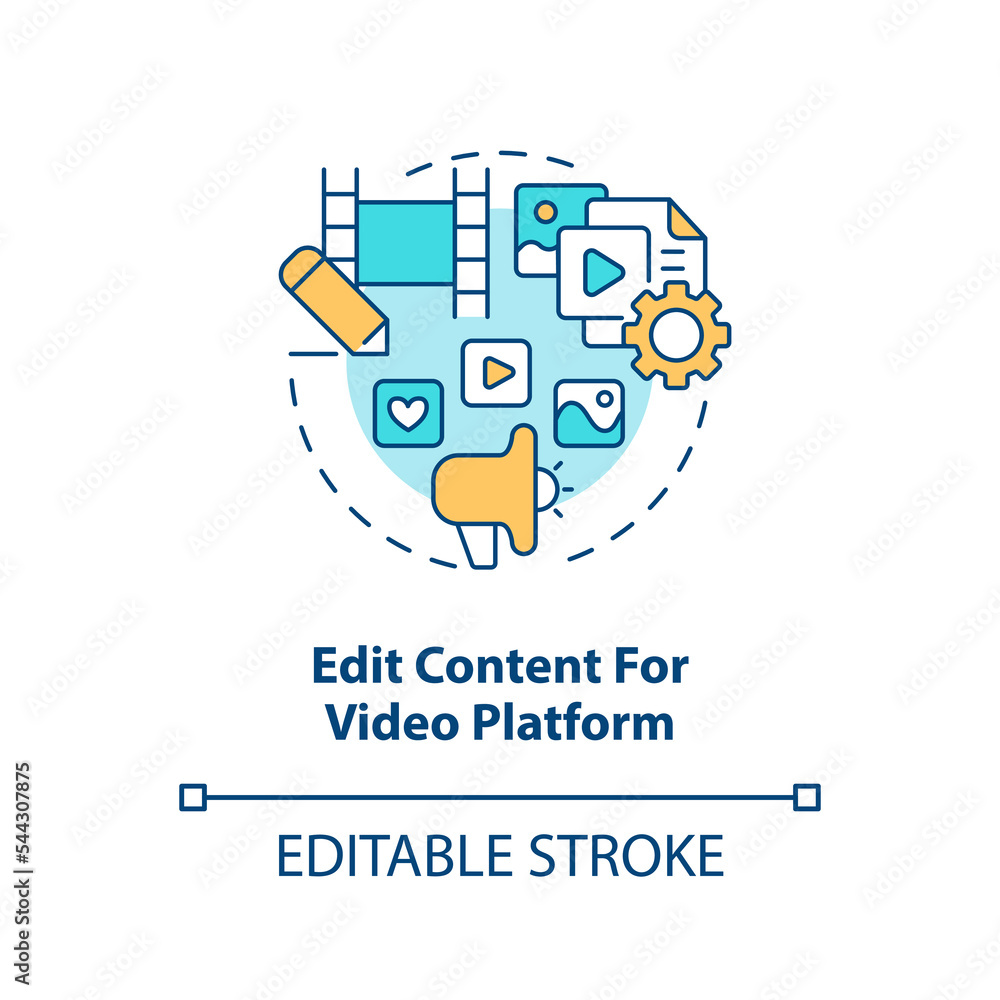 Edit content for video platform concept icon. Professional online ...