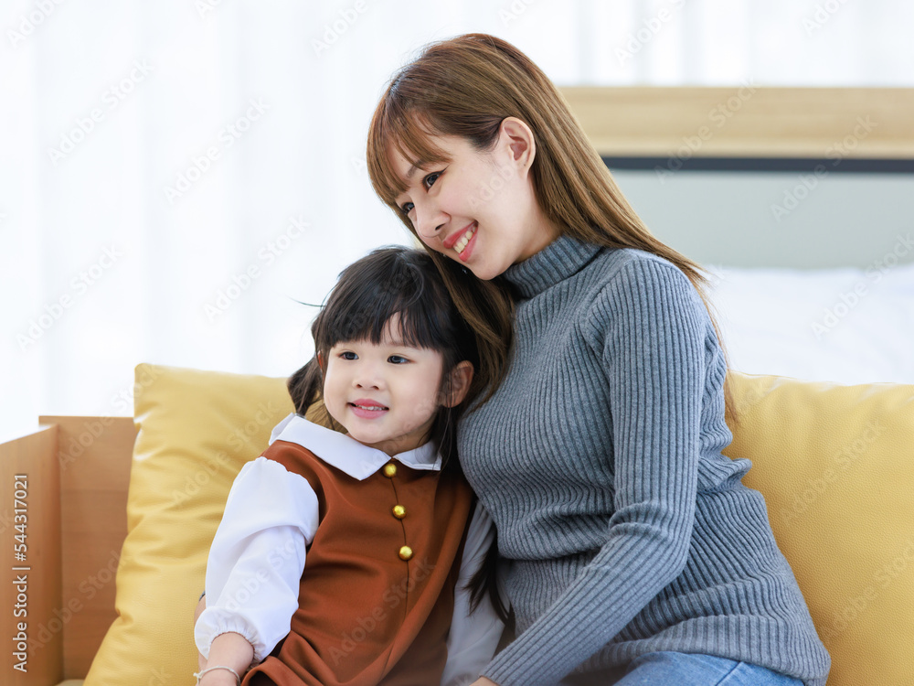 Millennial Asian cheerful happy young pretty female teenager mother ...