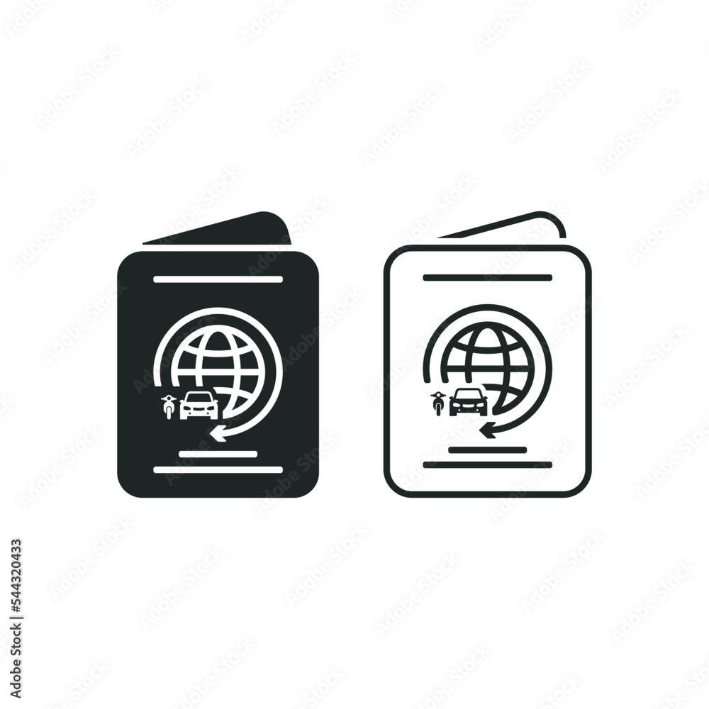 Motor vehicle passport icon isolated on white background. Carnet de ...