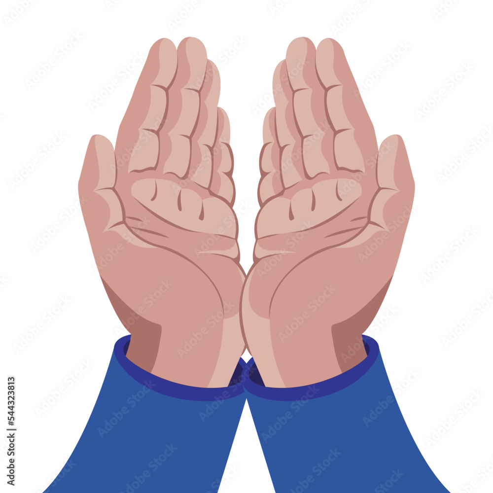 Two hands side by side, vector drawing isolated from background. Hands ...