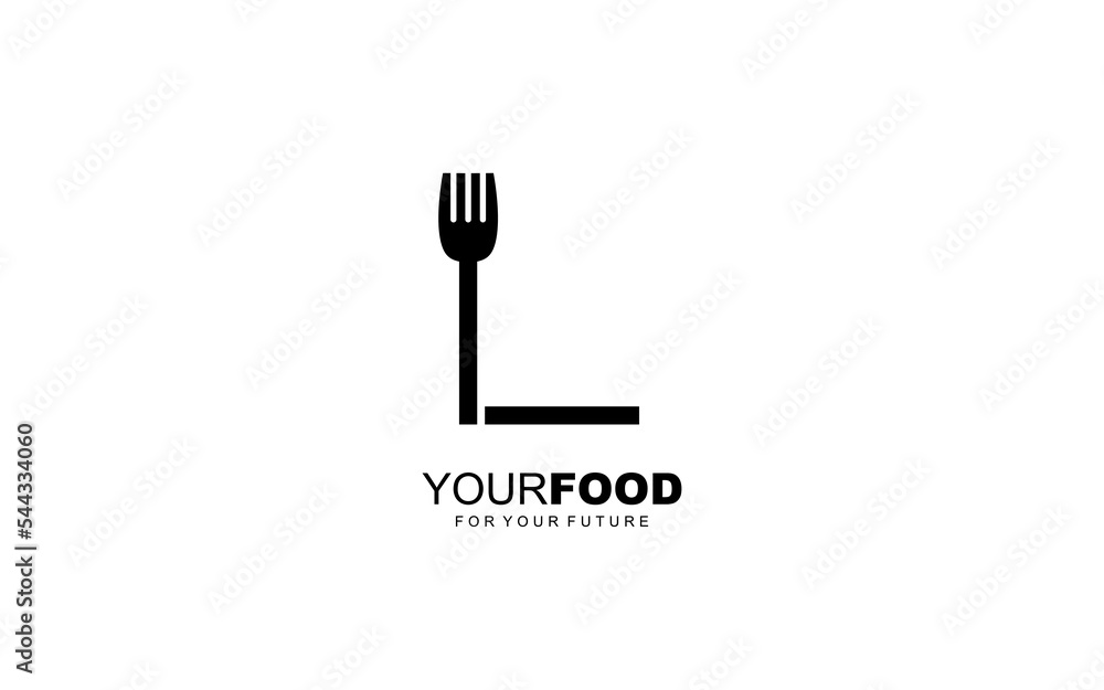 L logo cafe or restaurant for branding company. cooking template vector ...