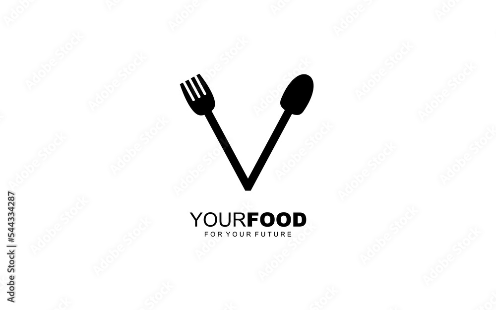 V logo cafe or restaurant for branding company. cooking template vector ...