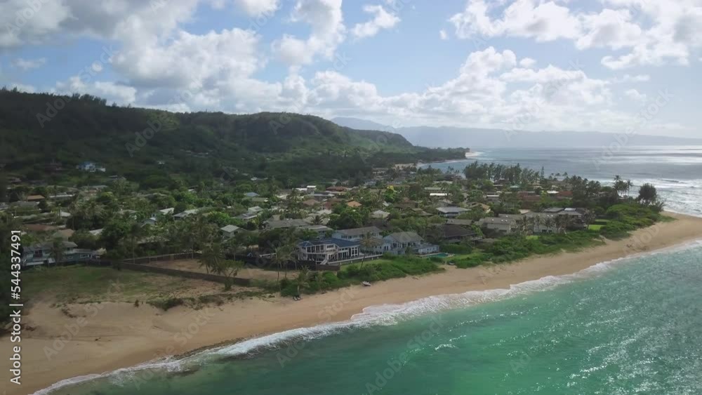 Wide drone shot of Oahu Hawaii coastline Stock Video | Adobe Stock