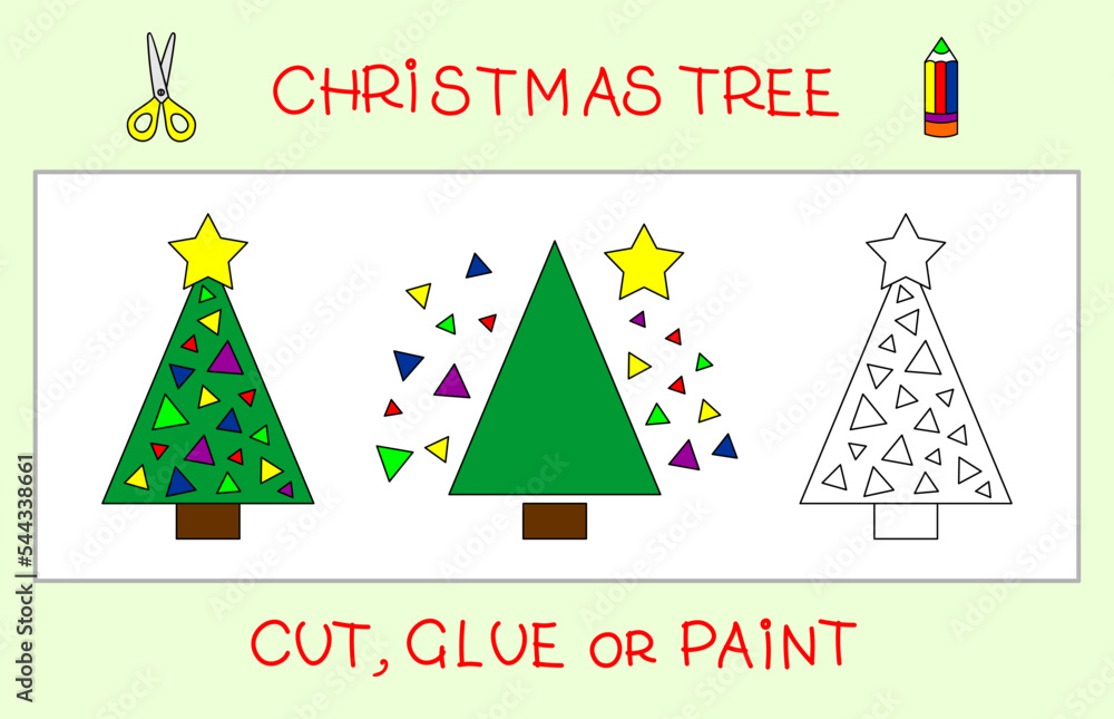cut, paste or paint the Christmas tree. Simple geometric shapes. Easy ...