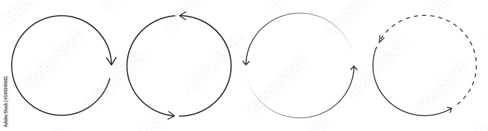 Vecteur Stock Vector set of line circle arrows isolated on white ...