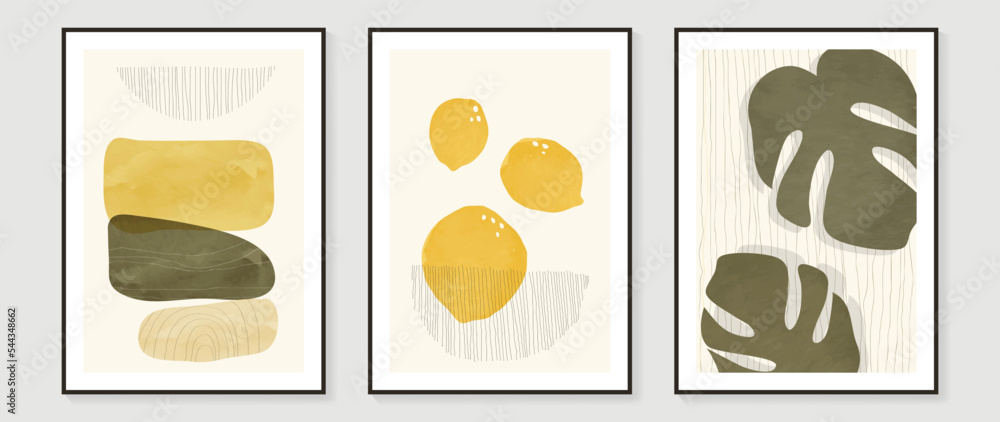 Set of contemporary abstract design wall art vector. Collection of ...