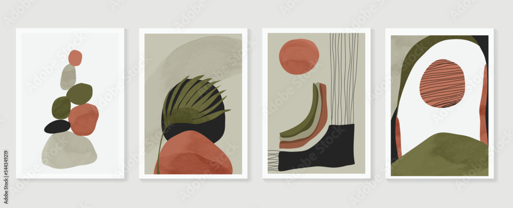 Set of contemporary abstract design wall art vector. Collection of ...