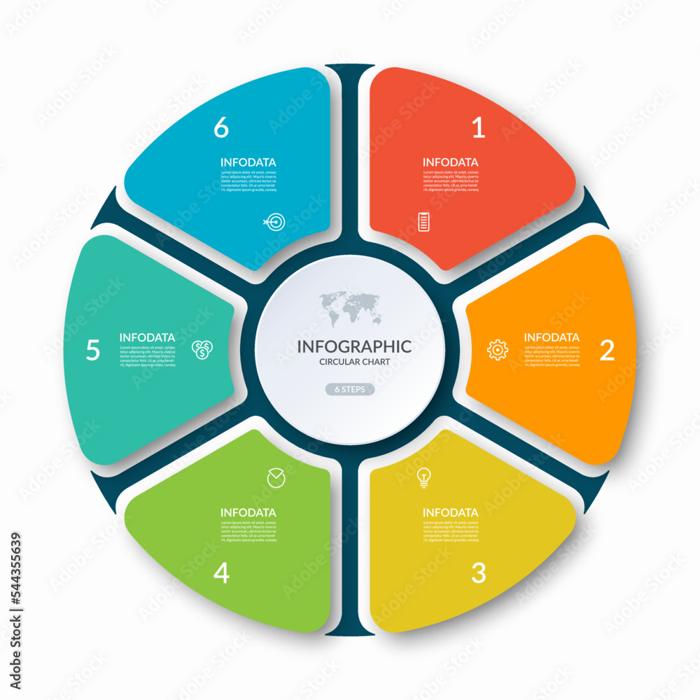 Infographic circle with 6 options, parts. 6-step vector template for ...