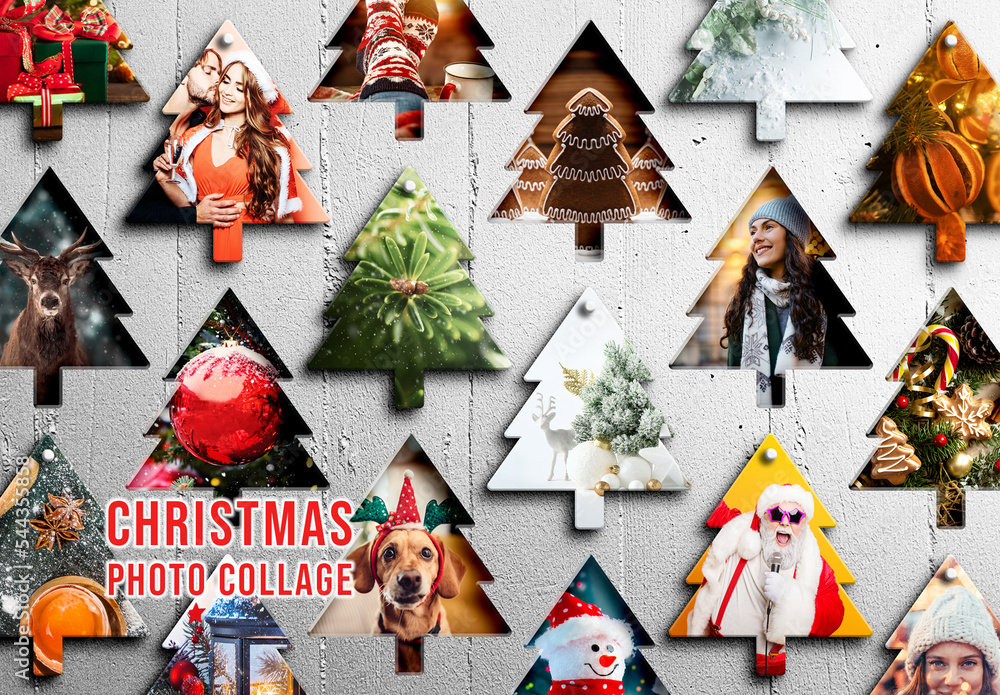 Christmas Photo Collage Stock Template | Adobe Stock