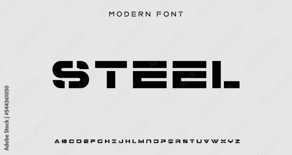 STEEL Tech alphabet letters font. Minimal Lettering Fashion Typo Font ...