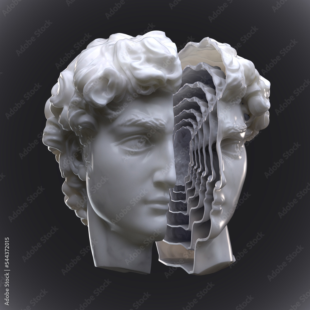 Abstract concept illustration from 3D rendering of a white marble ...
