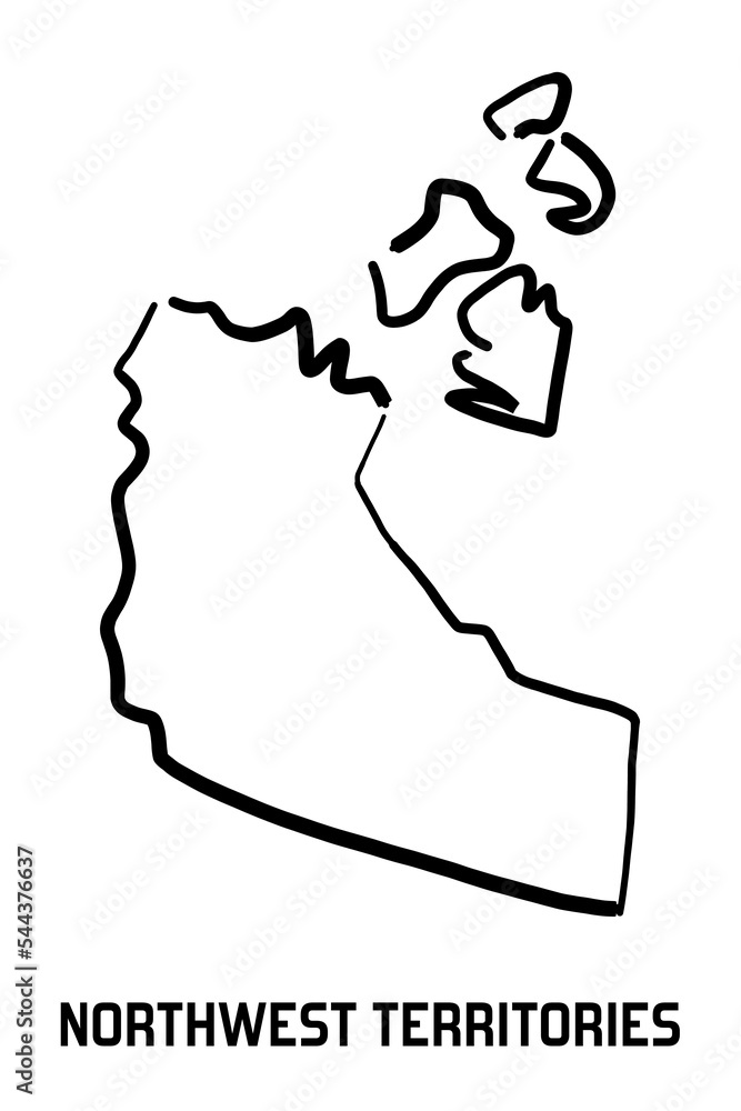 Northwest Territories map vector. Simple smooth hand drawn map. Stock ...