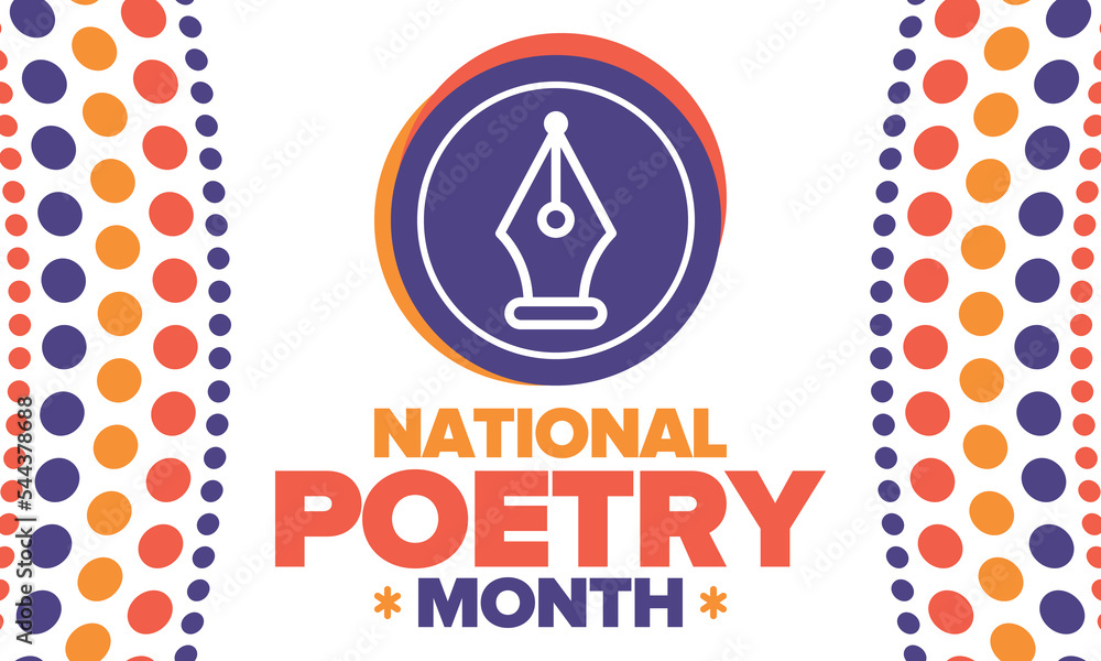 National Poetry Month in April. Poster with handwritten lettering ...