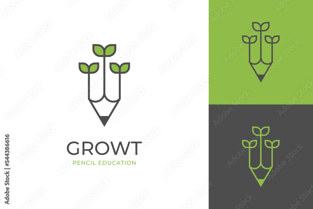 nature growth pencil vector logo design line art style element symbol ...