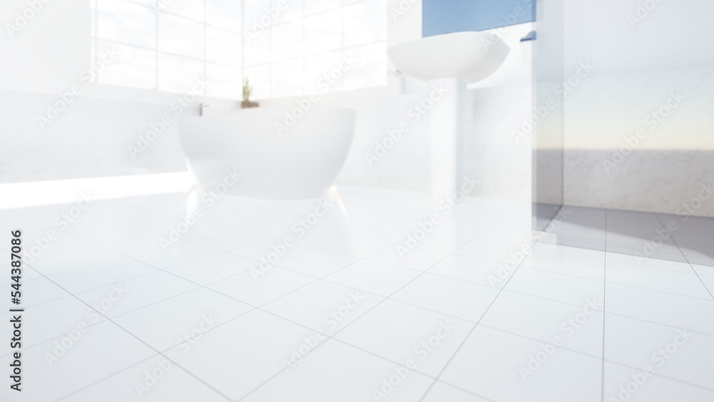 3d rendering of white tile floor with texture, pattern. Modern interior ...