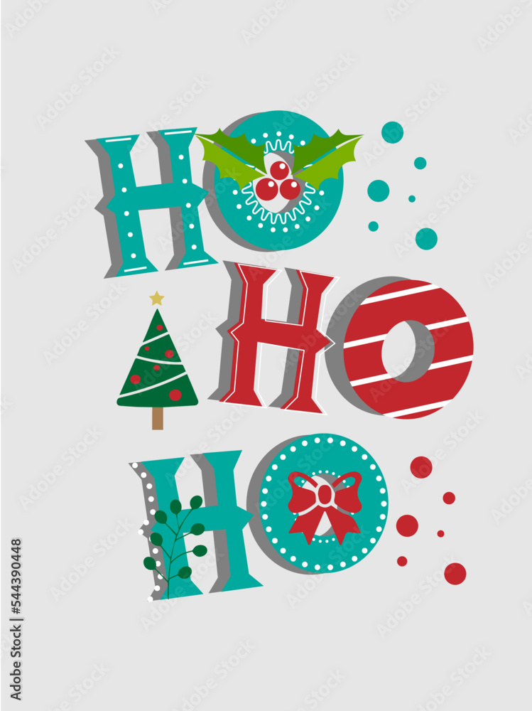 Ho ho ho cita de Navidad e ilustración, árbol de navidad, La risa de ...