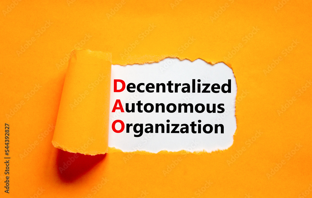 DAO decentralized autonomous organization symbol. Concept words DAO ...
