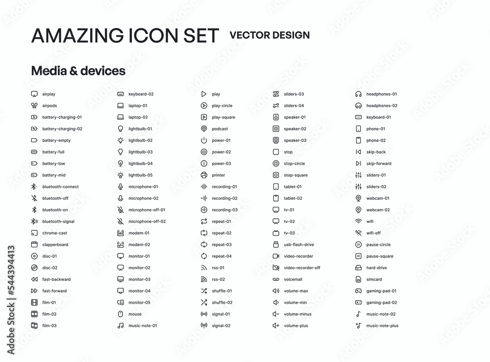 100+ Media and Device icon pack symbol template design collection. Set ...