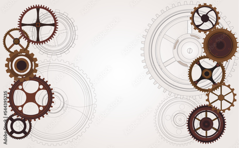 Steampunk cogs and gears, vintage wheels Stock Vector | Adobe Stock