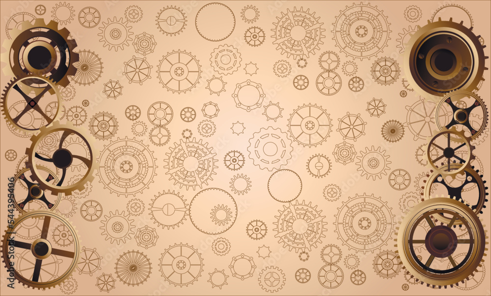 Steampunk cogs and gears, vintage wheels Stock Vector | Adobe Stock