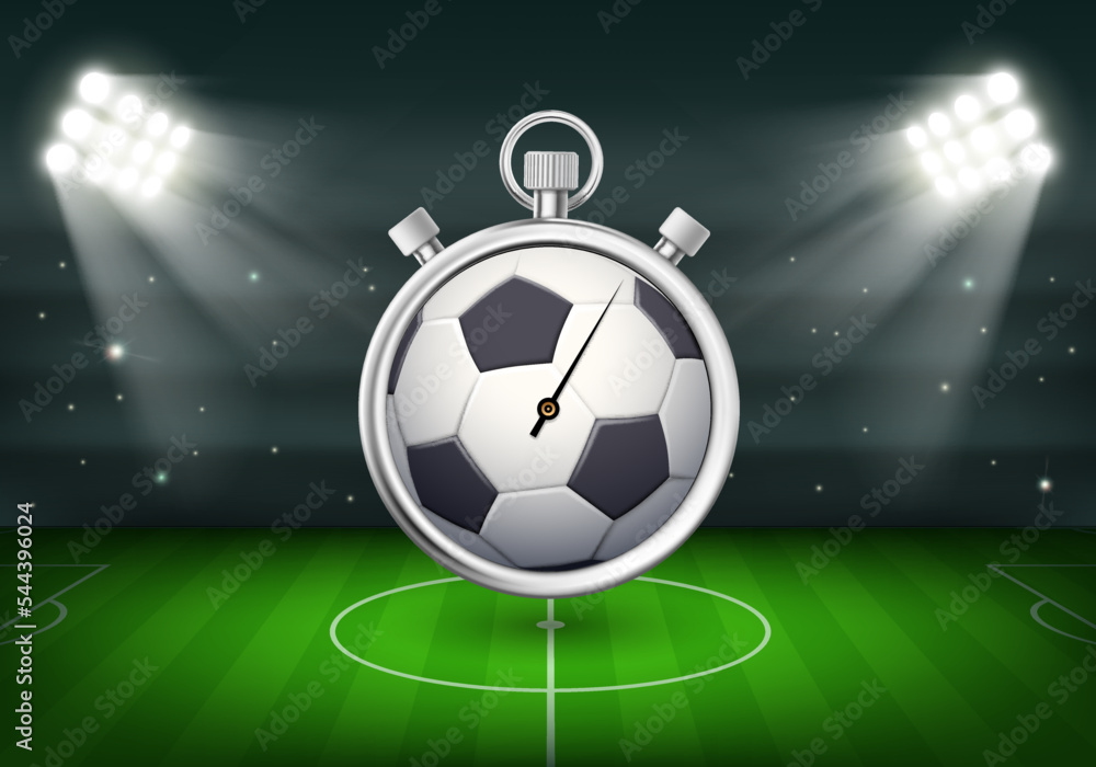 Stopwatch with soccer ball in the stadium. Stock Vector | Adobe Stock
