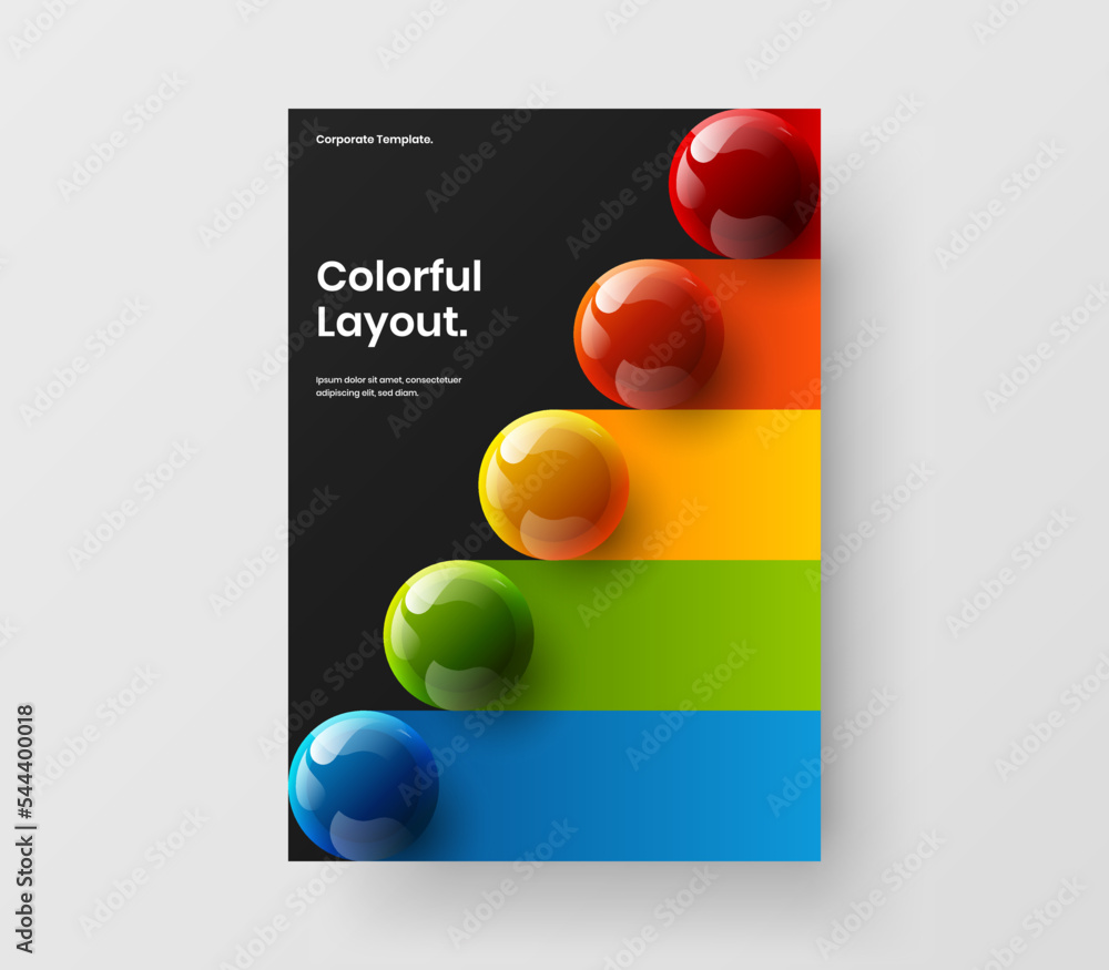 Vivid 3D spheres flyer template. Original corporate cover vector design ...