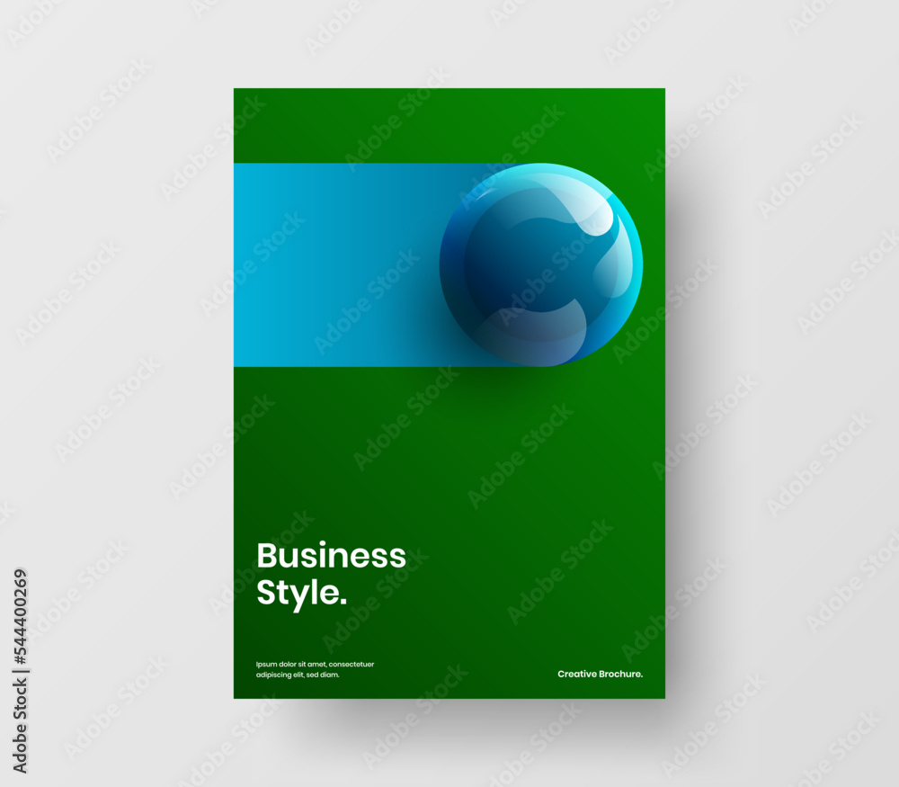 Colorful handbill A4 design vector concept. Simple 3D spheres company ...
