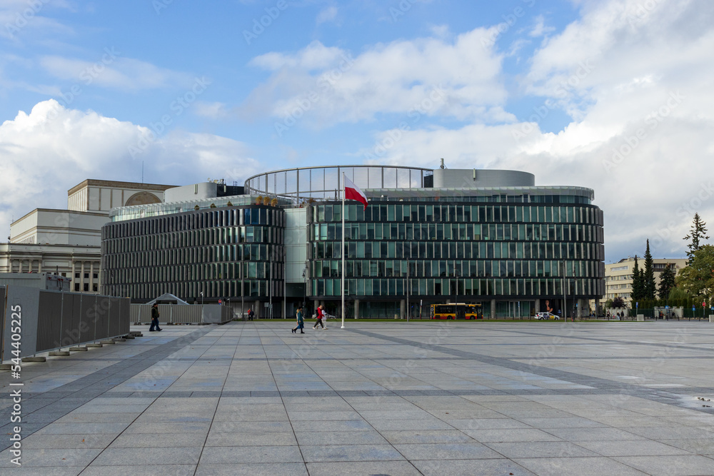 Pilsudski Square in Warsaw. "Plac Pilsudskiego" landmark. Warsaw is the ...