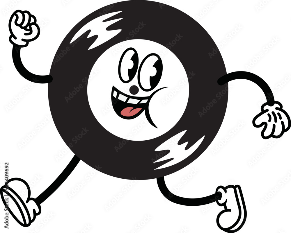 kawaii vintage cartoon character with a body of a vinyl disc. Music ...