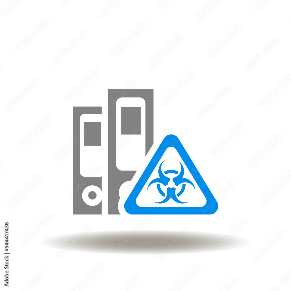 Vector illustration of binder folder with attention sign. Icon of ...