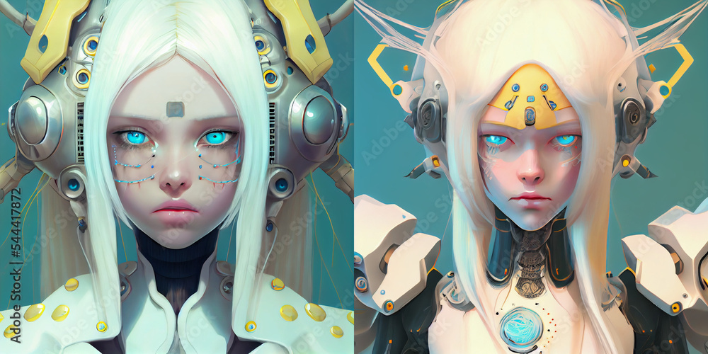 Cyberpunk neon lights anime girl character, city carnival mask ...