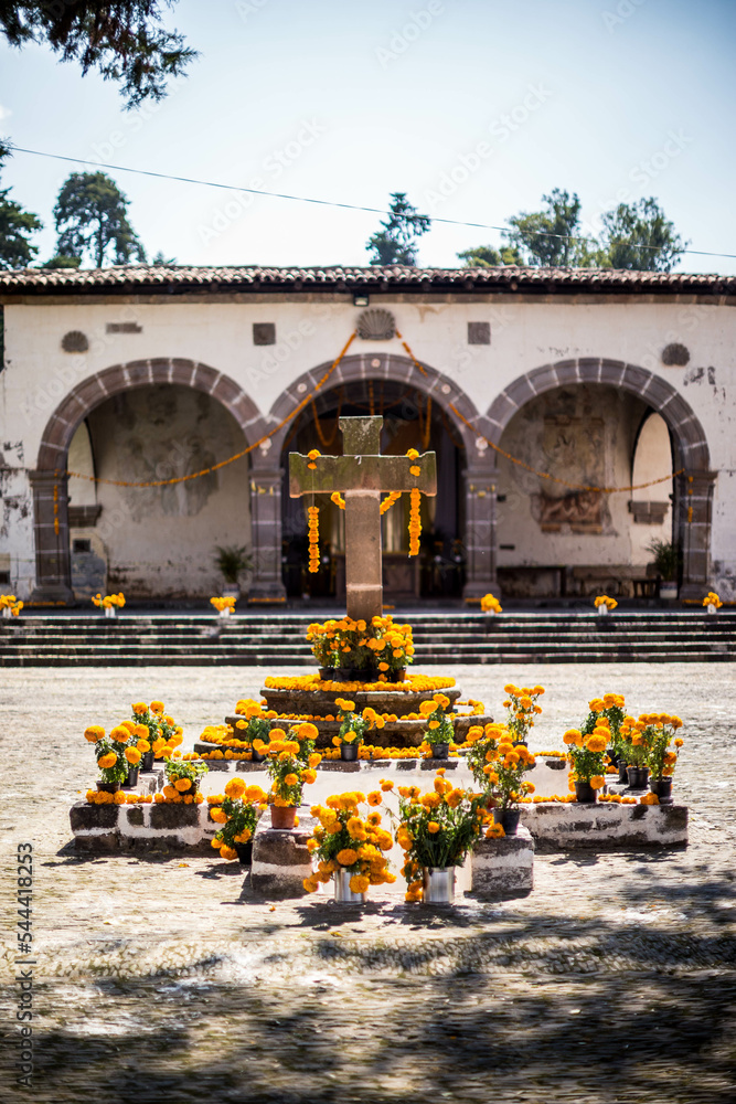 altar de muertos, festividad día de muertos, vintage photo, flor de ...