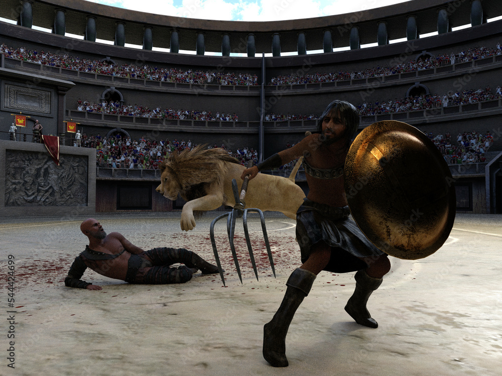 Gladiators fighting on the arena of the Colosseum Stock Illustration ...