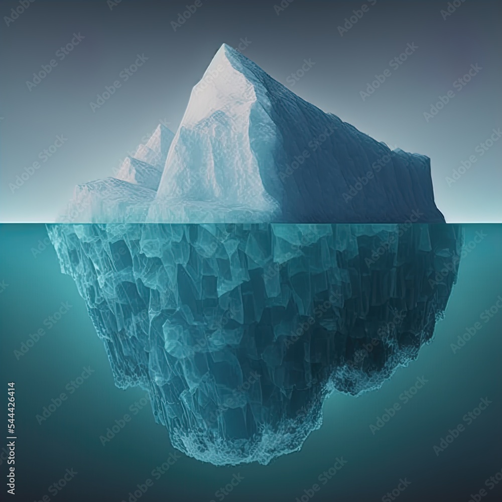 Image showing iceberg above the water and its massive submerged portion ...