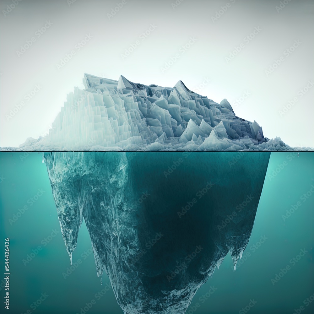 Image showing iceberg above the water and its massive submerged portion ...