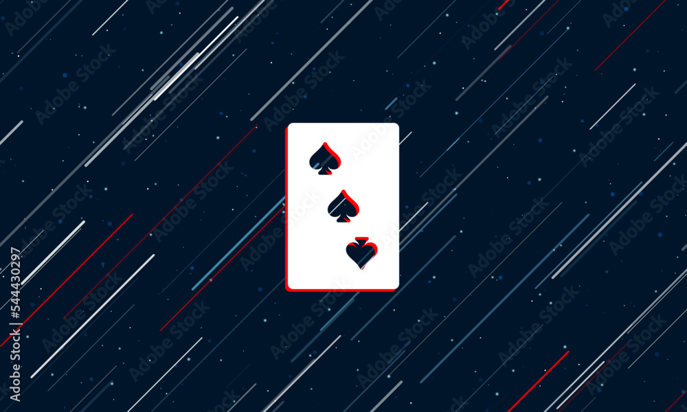 Large white Three of Spades playing card framed in red in the center ...