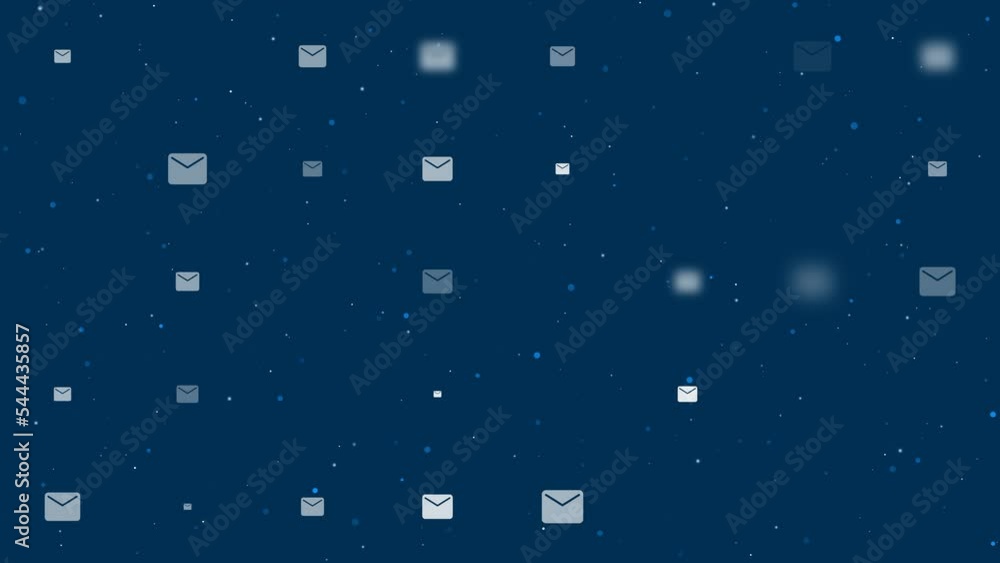 Template animation of evenly spaced email symbols of different sizes ...