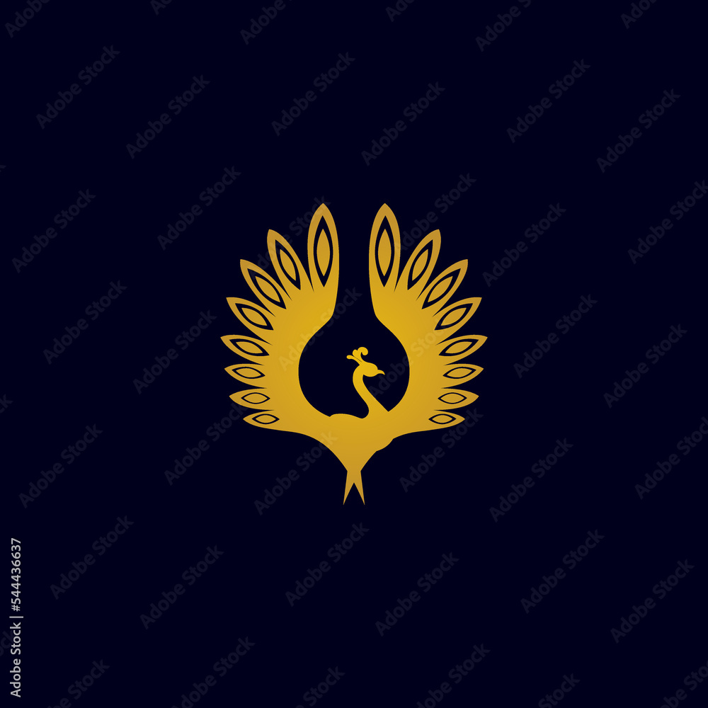 golden peacock vector illustration for icon, symbol or logo. peacock ...