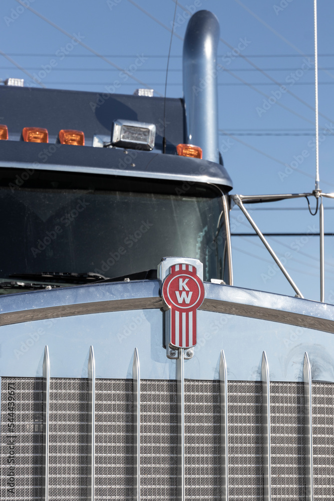 Kenworth Semi Tractor Trailer Trucks on display at a dealership ...