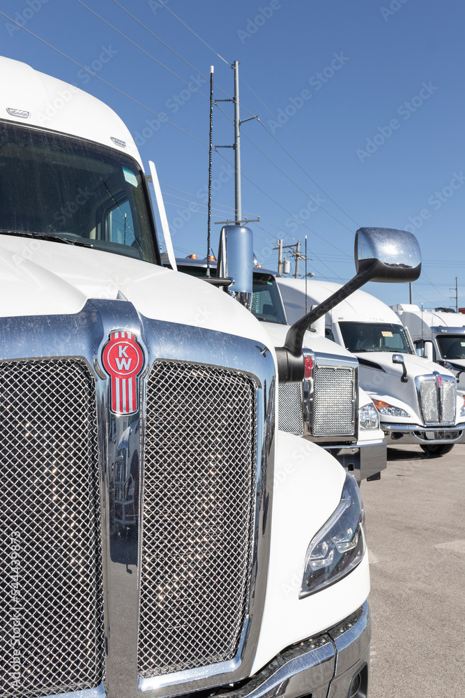Kenworth Semi Tractor Trailer Trucks on display at a dealership ...