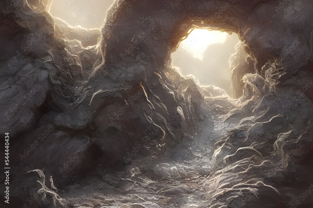 clear crystal minerals embedded in rock, worn decay texture, intricate ...