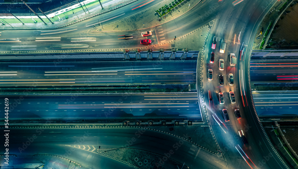 Expressway top view, Road traffic an important infrastructure, car ...