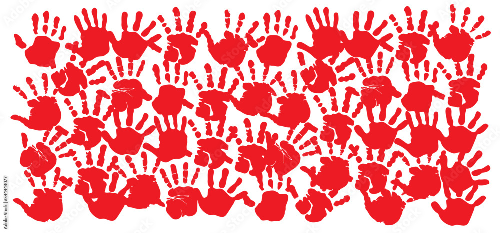 Red hand day. Paint hand or handprint silhouette. February, campaign to ...