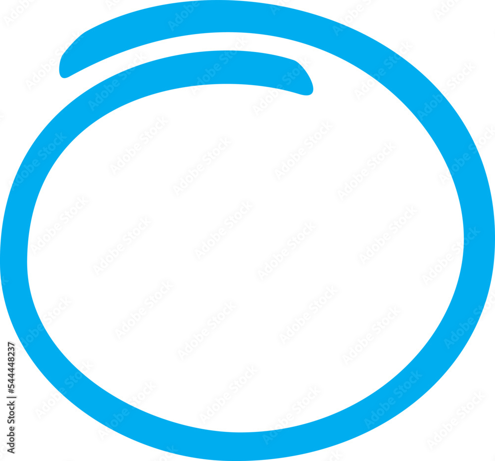Blue circle, pen draw. Highlight hand drawing circle isolated on ...
