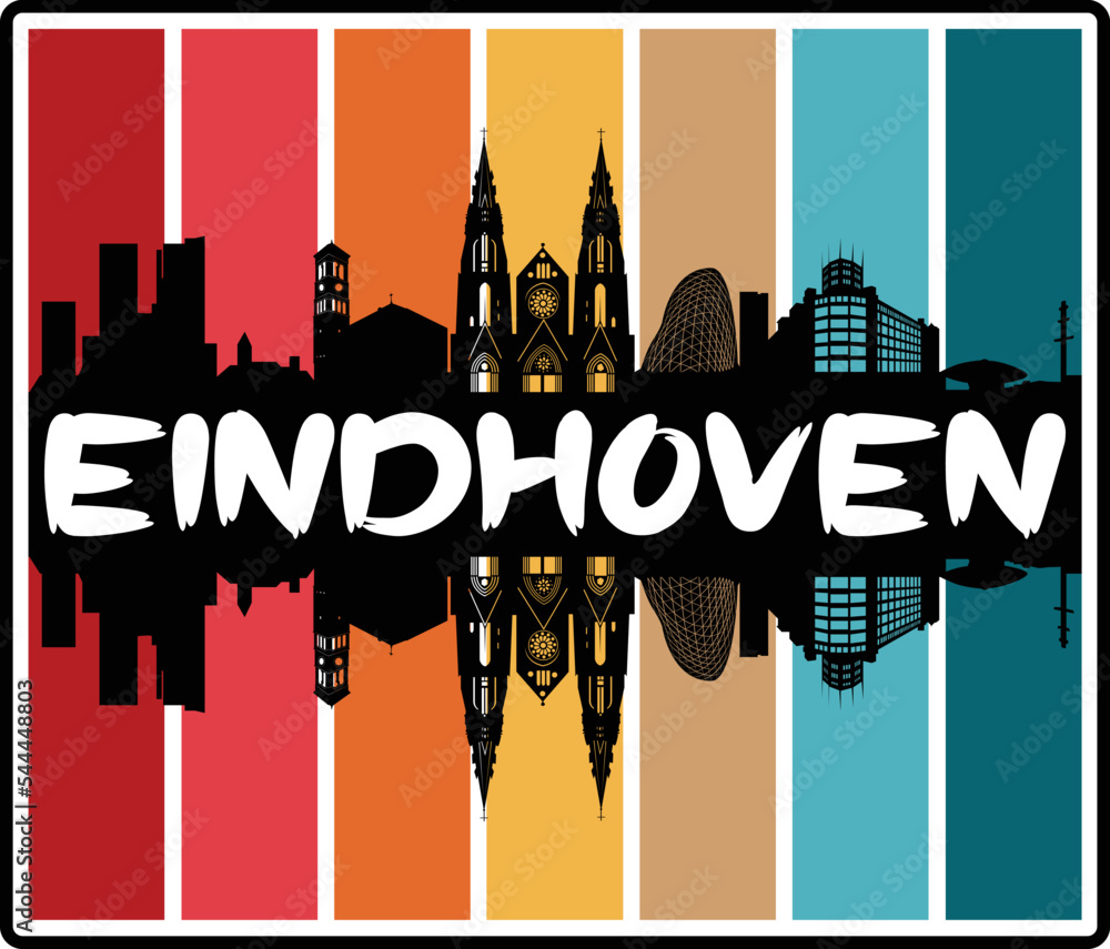 Eindhoven Netherlands Skyline Sunset Travel Souvenir Sticker Logo Badge ...