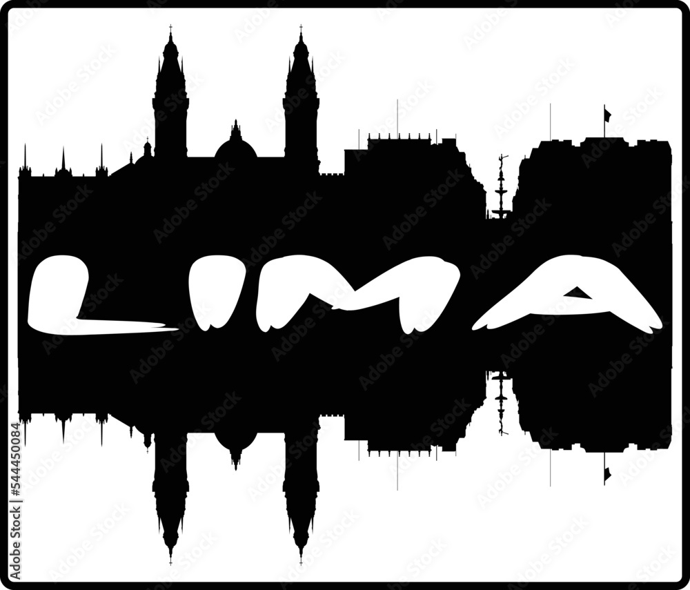 Lima Peru Skyline Sunset Travel Souvenir Sticker Logo Badge Stamp ...