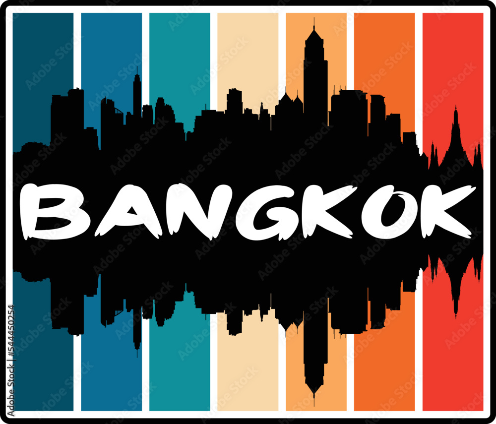 Bangkok Thailand Skyline Sunset Travel Souvenir Sticker Logo Badge ...